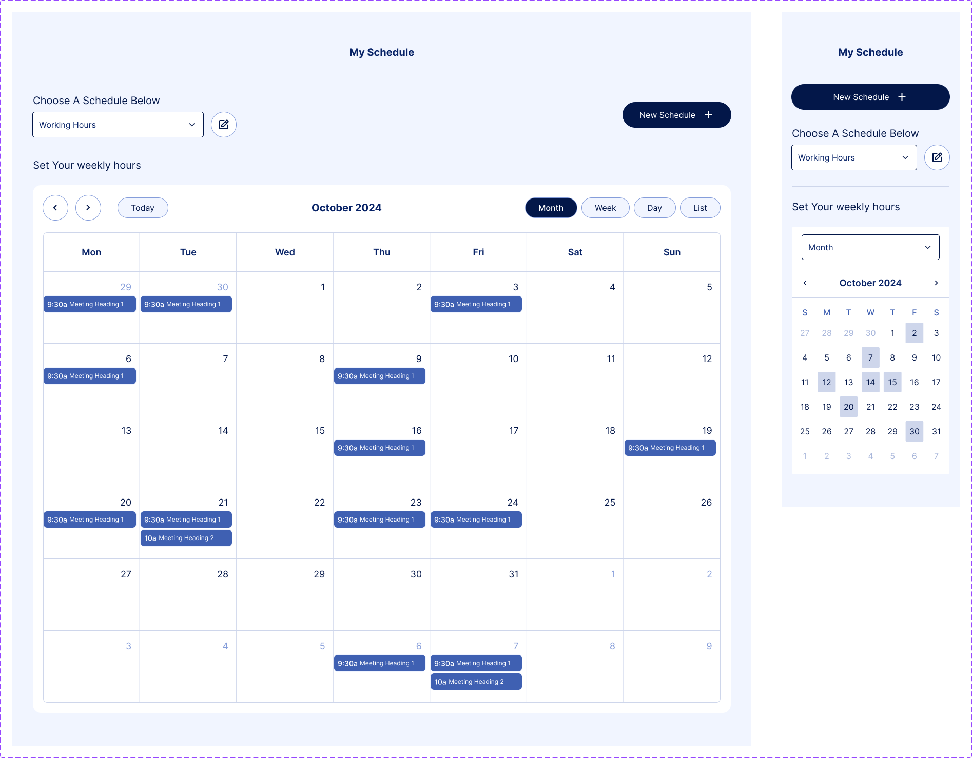 Calendar Figma Component Library